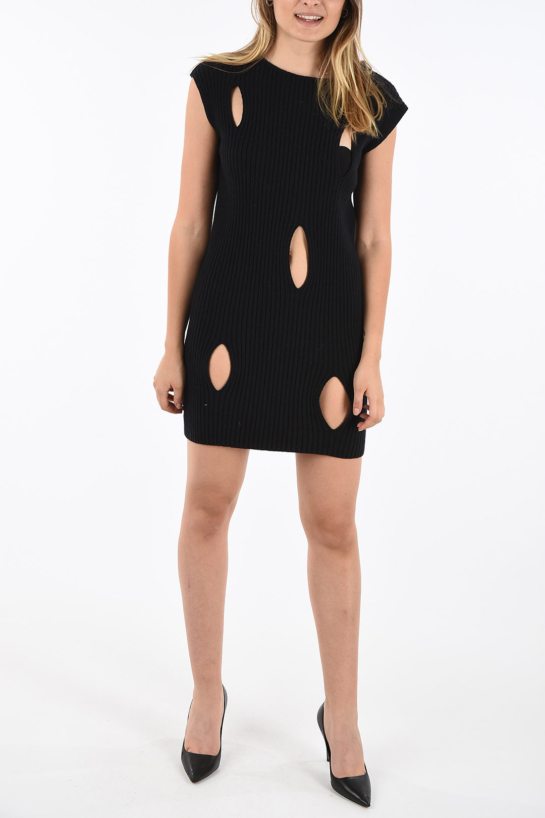 DROME women Dresses Sz S Black Ribbed Knitted Sleeveless Pencil Mini ...