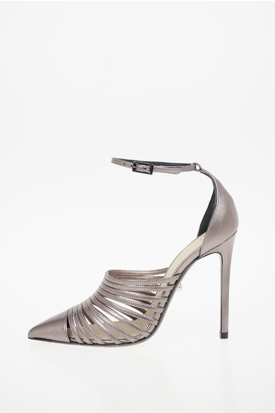 ALEVÌ women High Heels Sz 35,5 IT Metallic Leather CAROL Pumps Cut Out ...