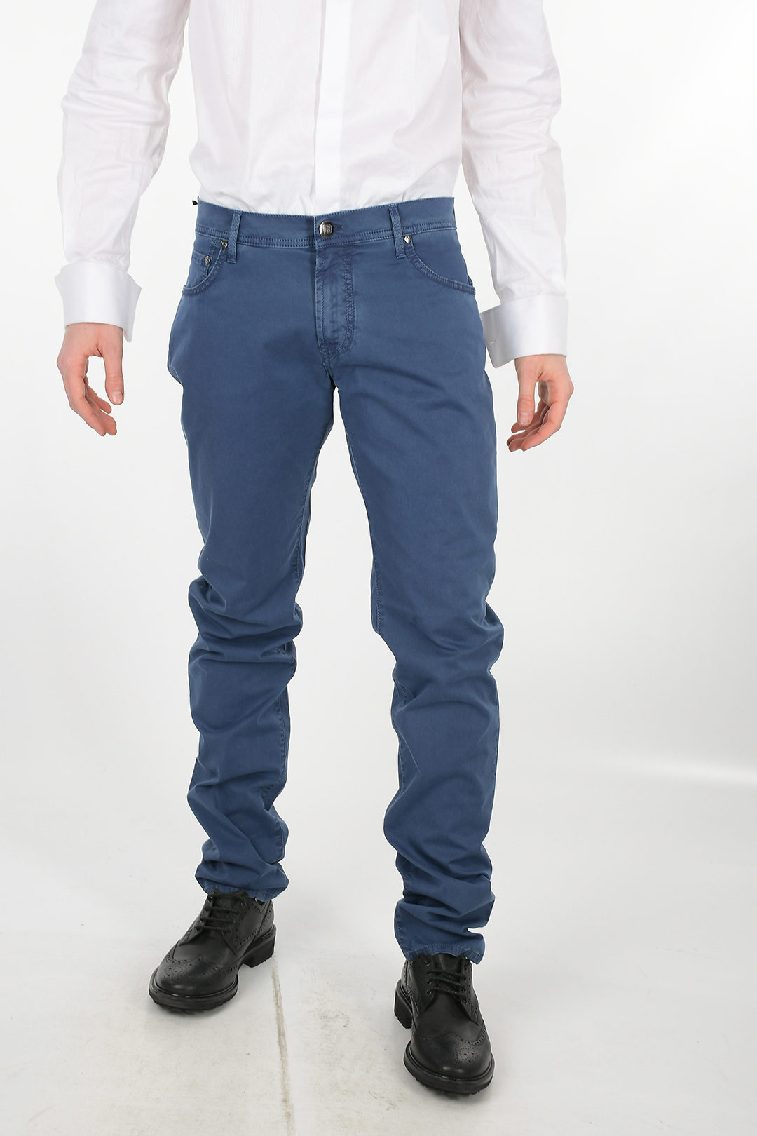 CORNELIANI men Trousers Sz 38 ID Blue Casual Stretch Pants Five Pockets ...